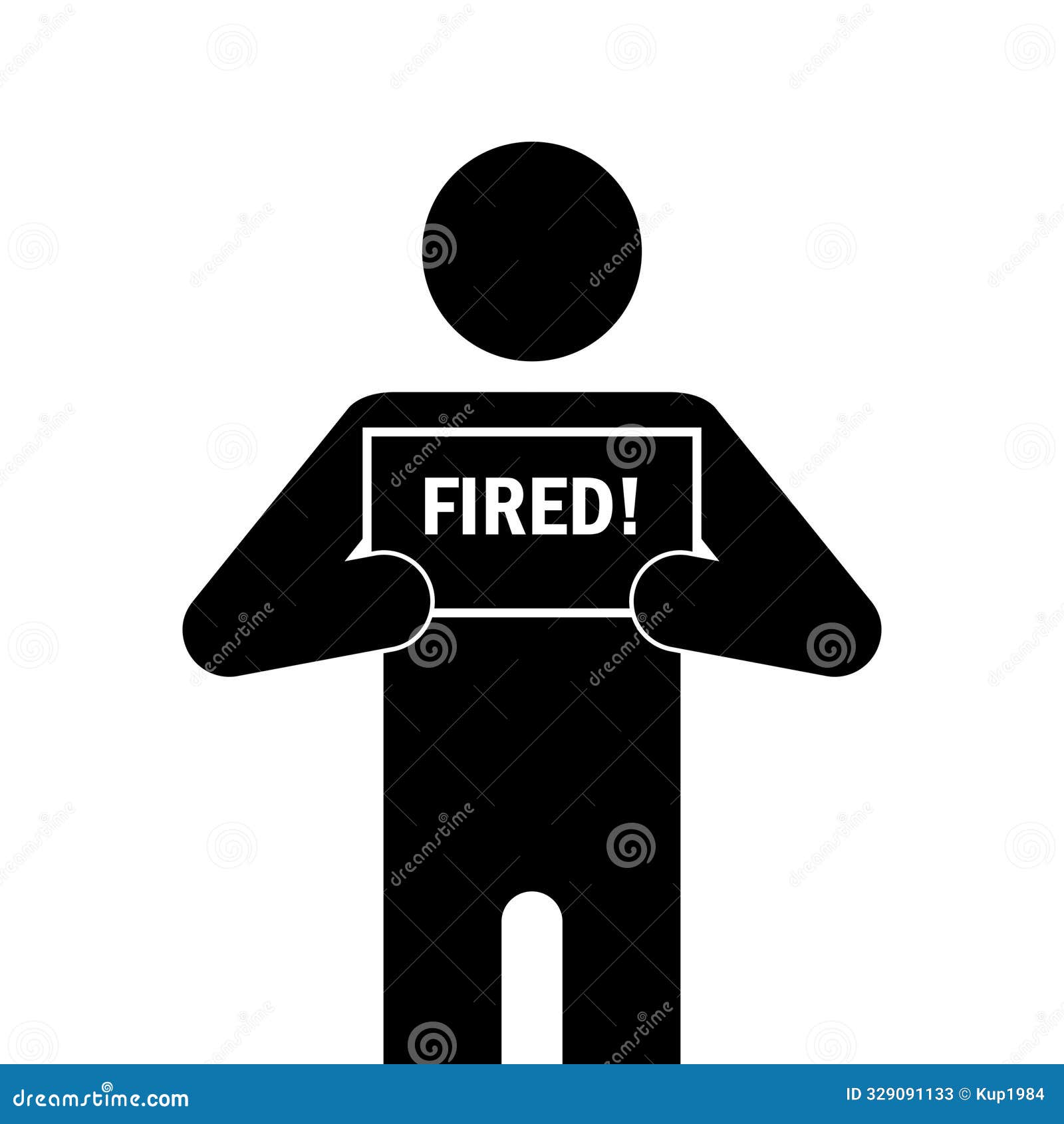 Stick Figure with a Sign and Text Fired, Flat Vector Illustration Stock ...