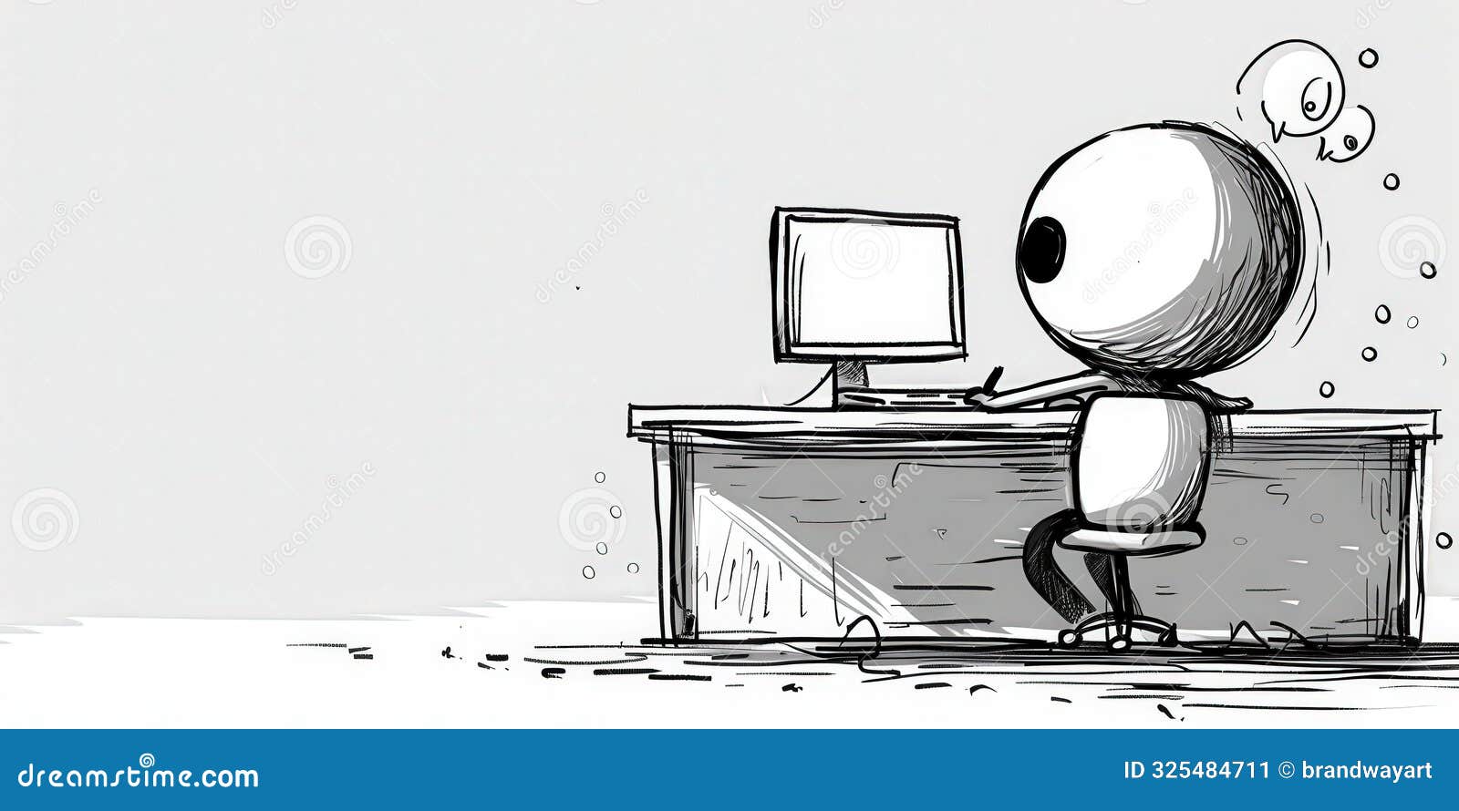 Stick Figure Working on Computer Stock Illustration - Illustration of ...