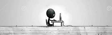 Stick Figure Working on Computer Stock Illustration - Illustration of ...