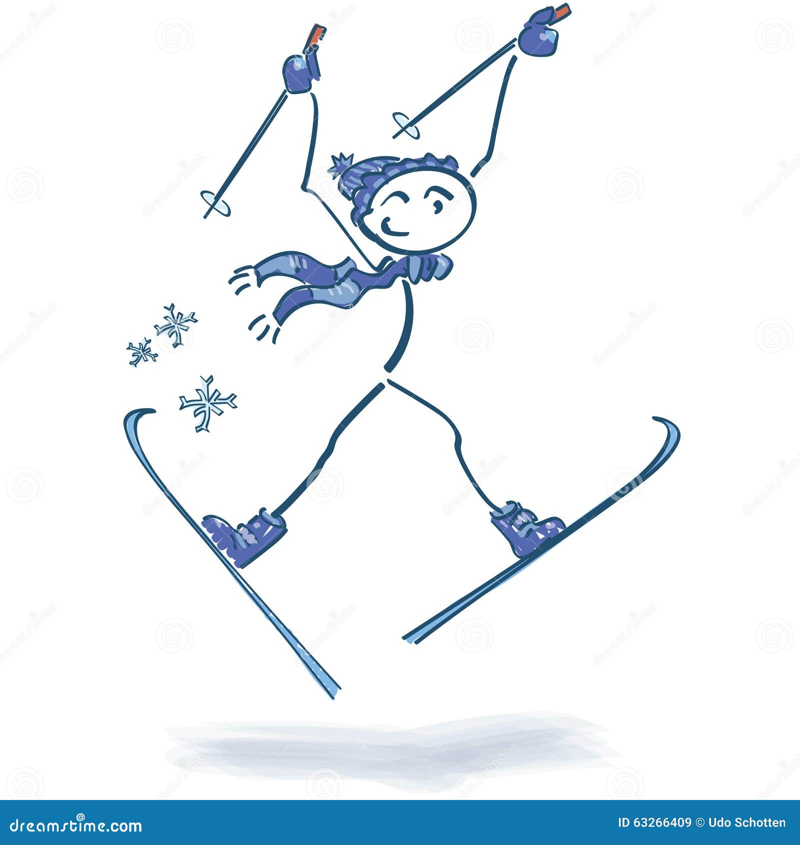 Stick figure on skiers stock vector. Illustration of male - 63266409