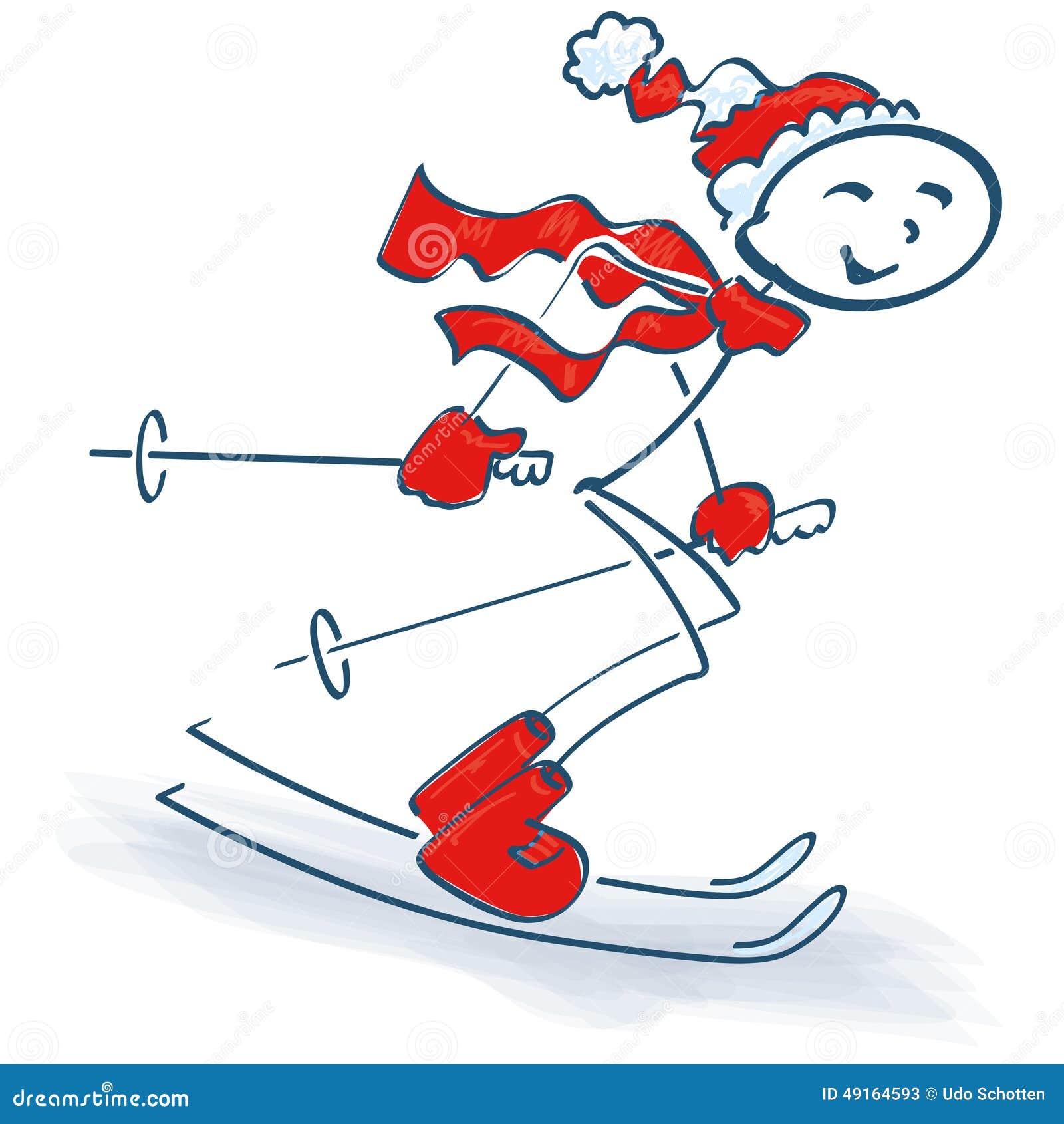 Stick figure and skiing stock vector. Image of drawn - 49164593