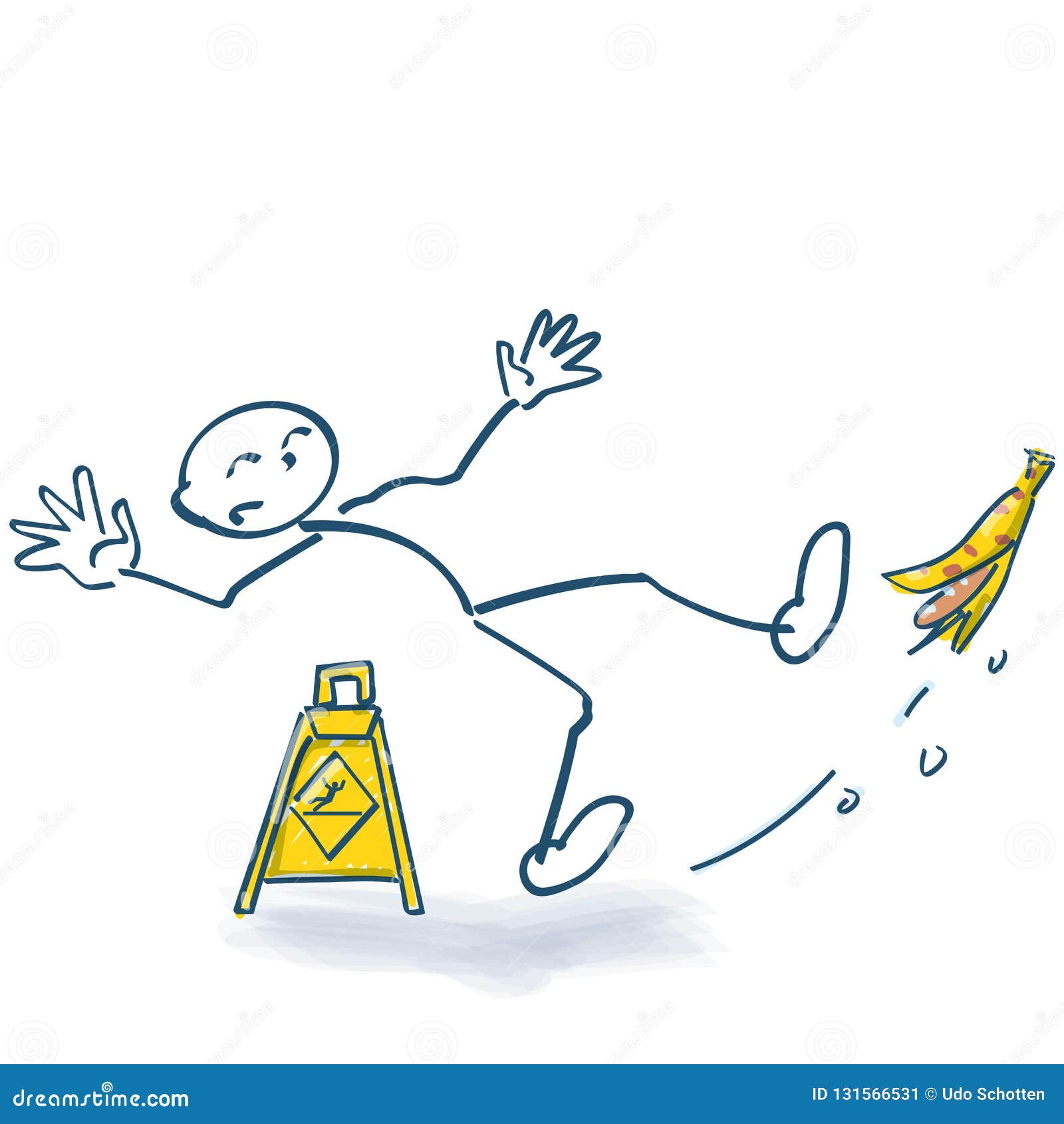 Stick Figure Slips Out On A Banana Stock Vector Illustration Of Health Attention 131566531