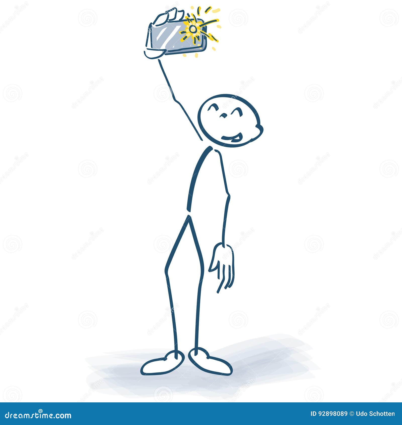 Stick Figure with a Smartphone in the Air Stock Vector - Illustration ...