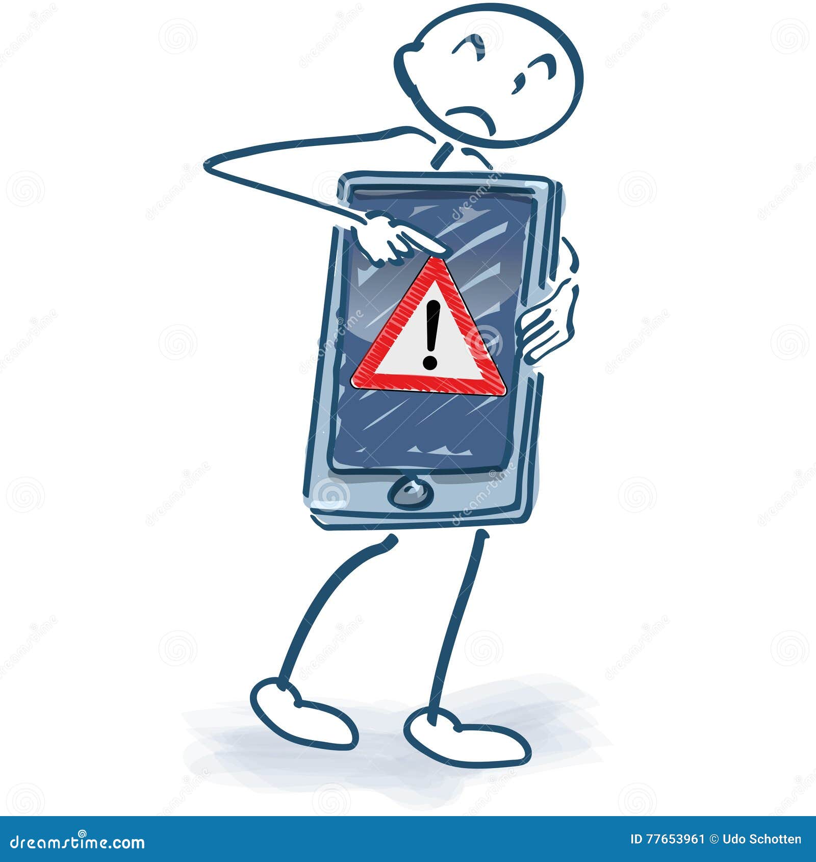 Stick Figure With Smartphone And Error Message Cartoon Vector ...