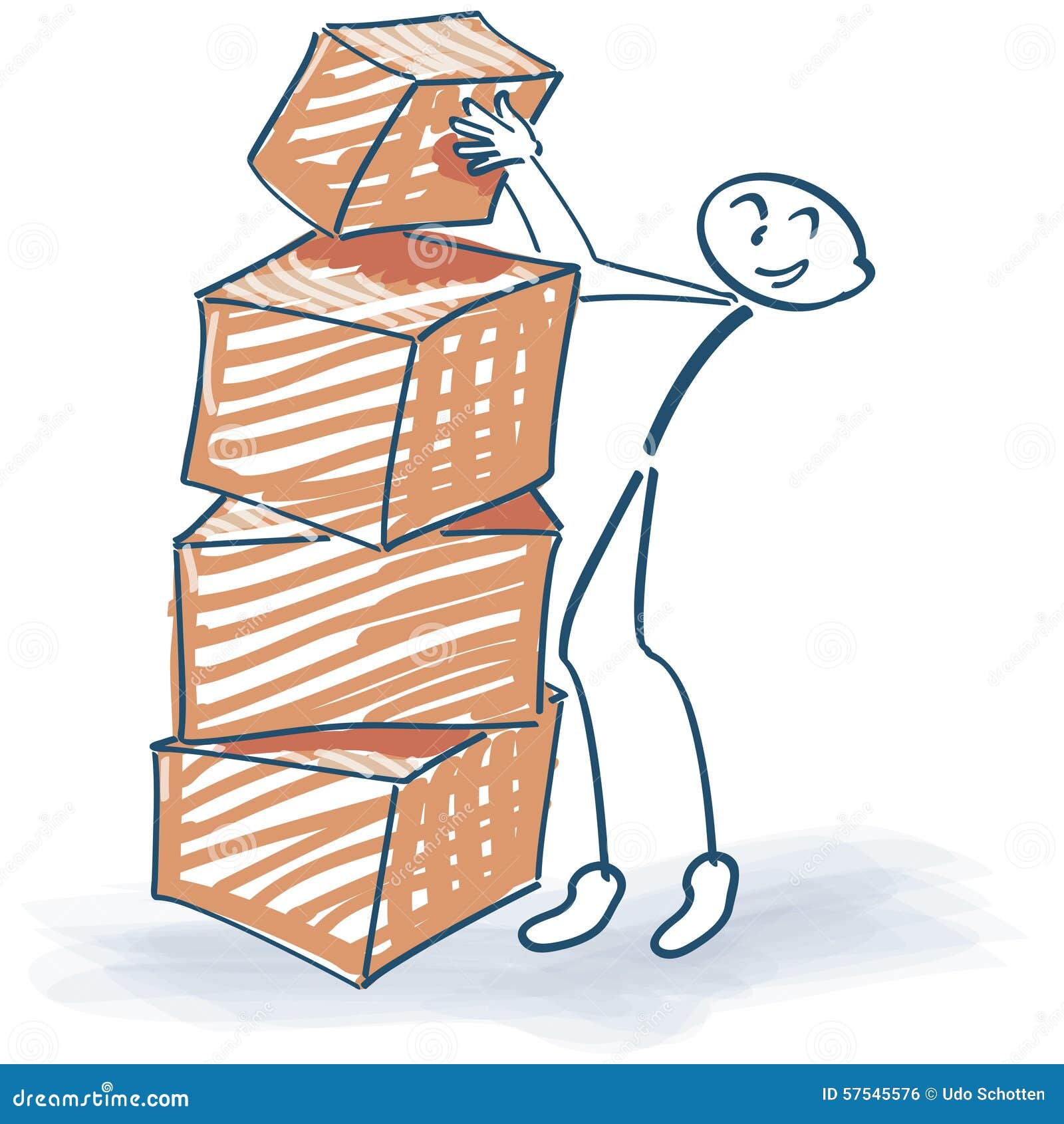Stick Figure And Stacked Packages Vector Illustration | CartoonDealer ...