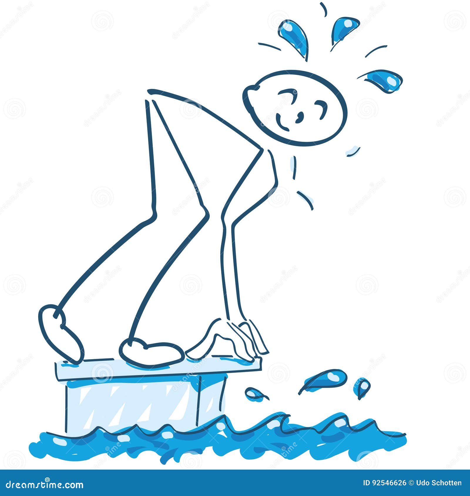 Stick Figure on the Starting Block at the Swimming Pool Stock Vector ...