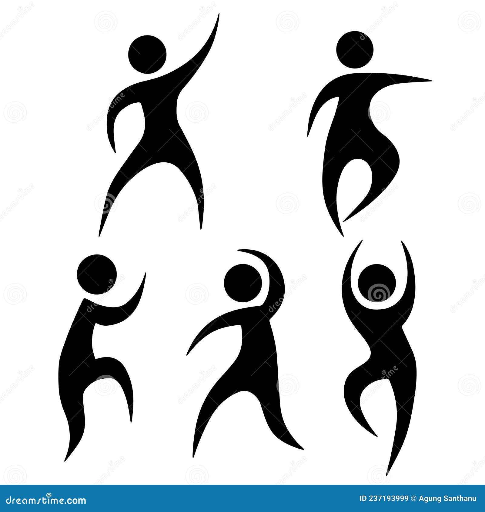 Set Stick Men, Dynamic Position Icon. Figures, Standing Posture Symbol ...