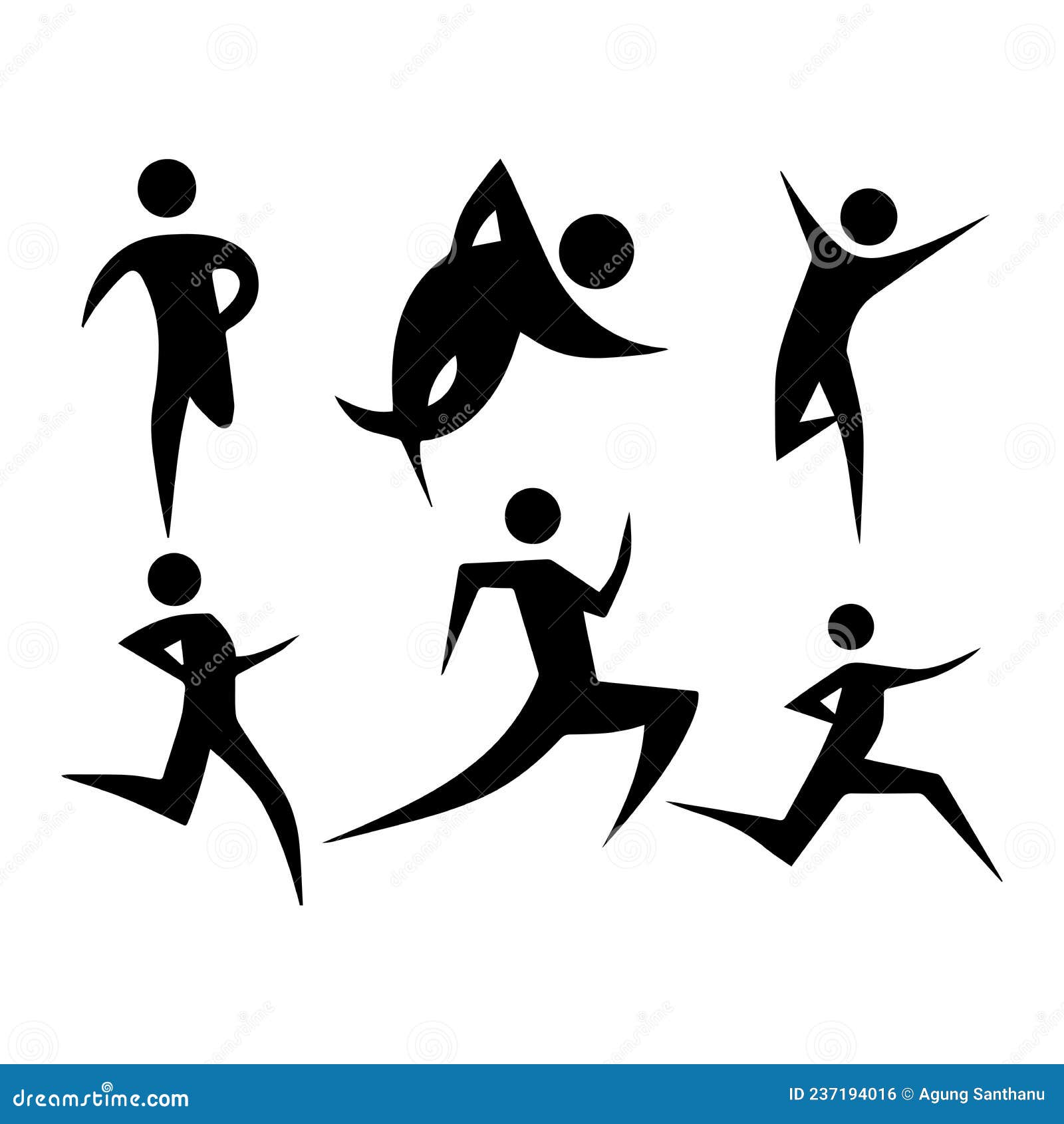 Set Stick Men, Dynamic Position Icon. Figures, Standing Posture Symbol ...