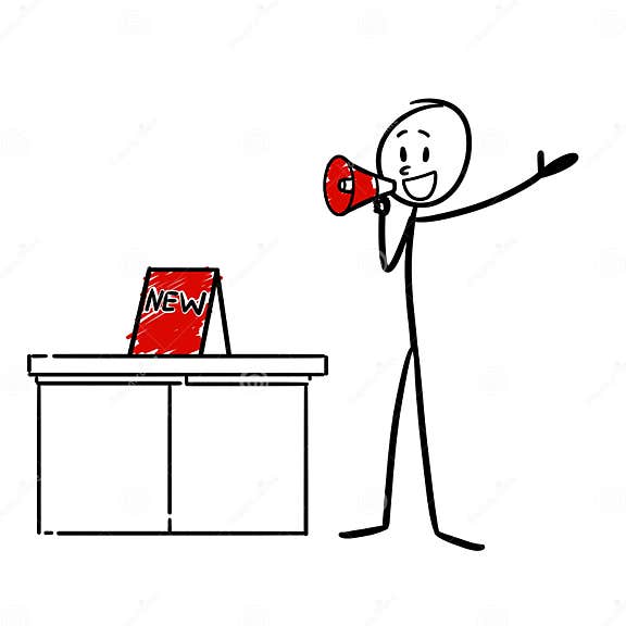 Stick Figure Talking with a Loudspeaker Stock Illustration ...