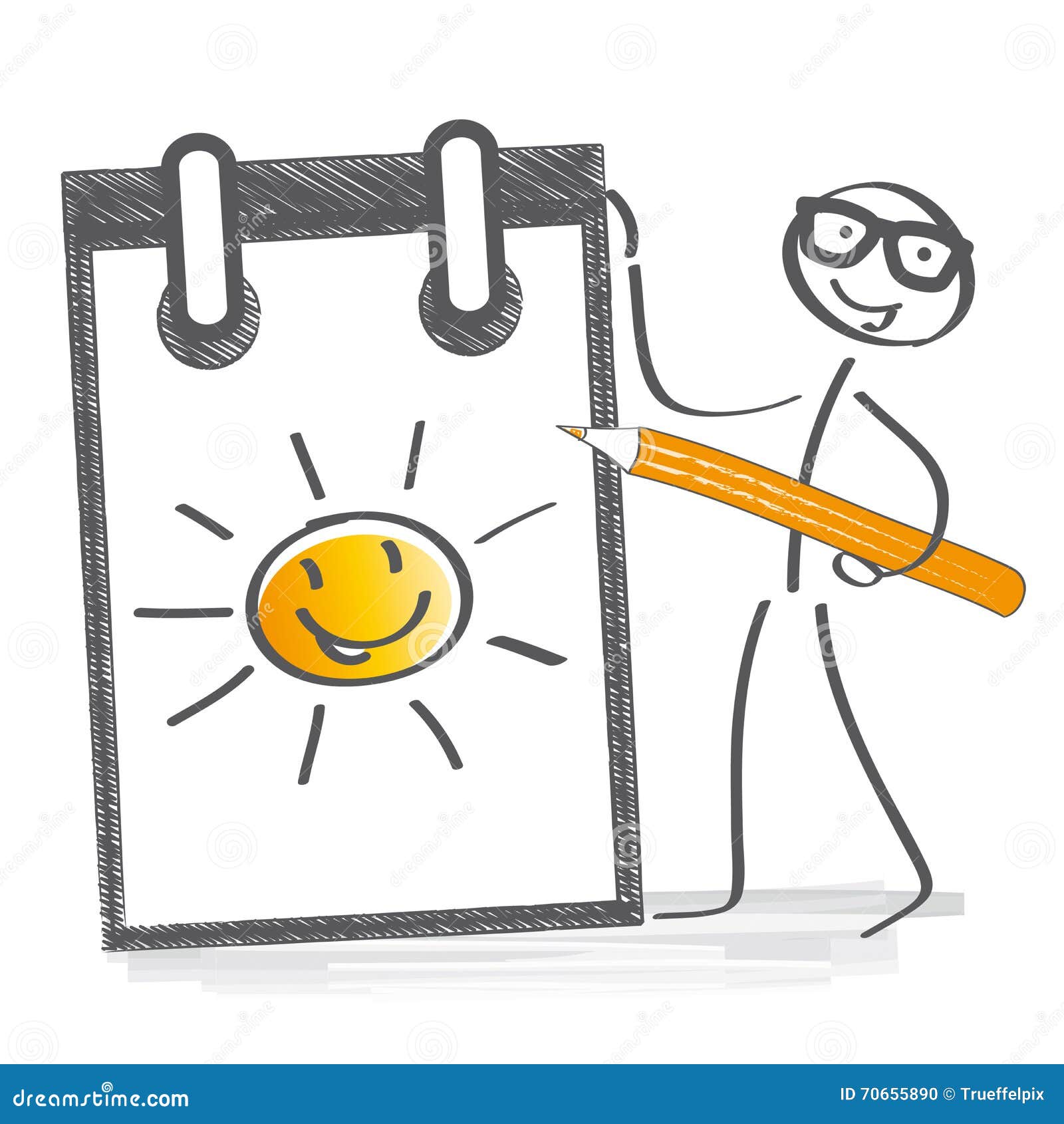 Stick Figure Thinking Positive Stock Illustration - Illustration of ...