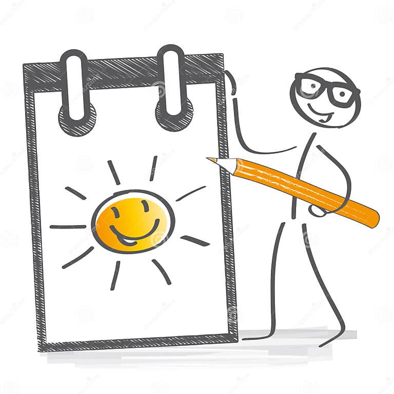Stick Figure Thinking Positive Stock Illustration - Illustration of ...