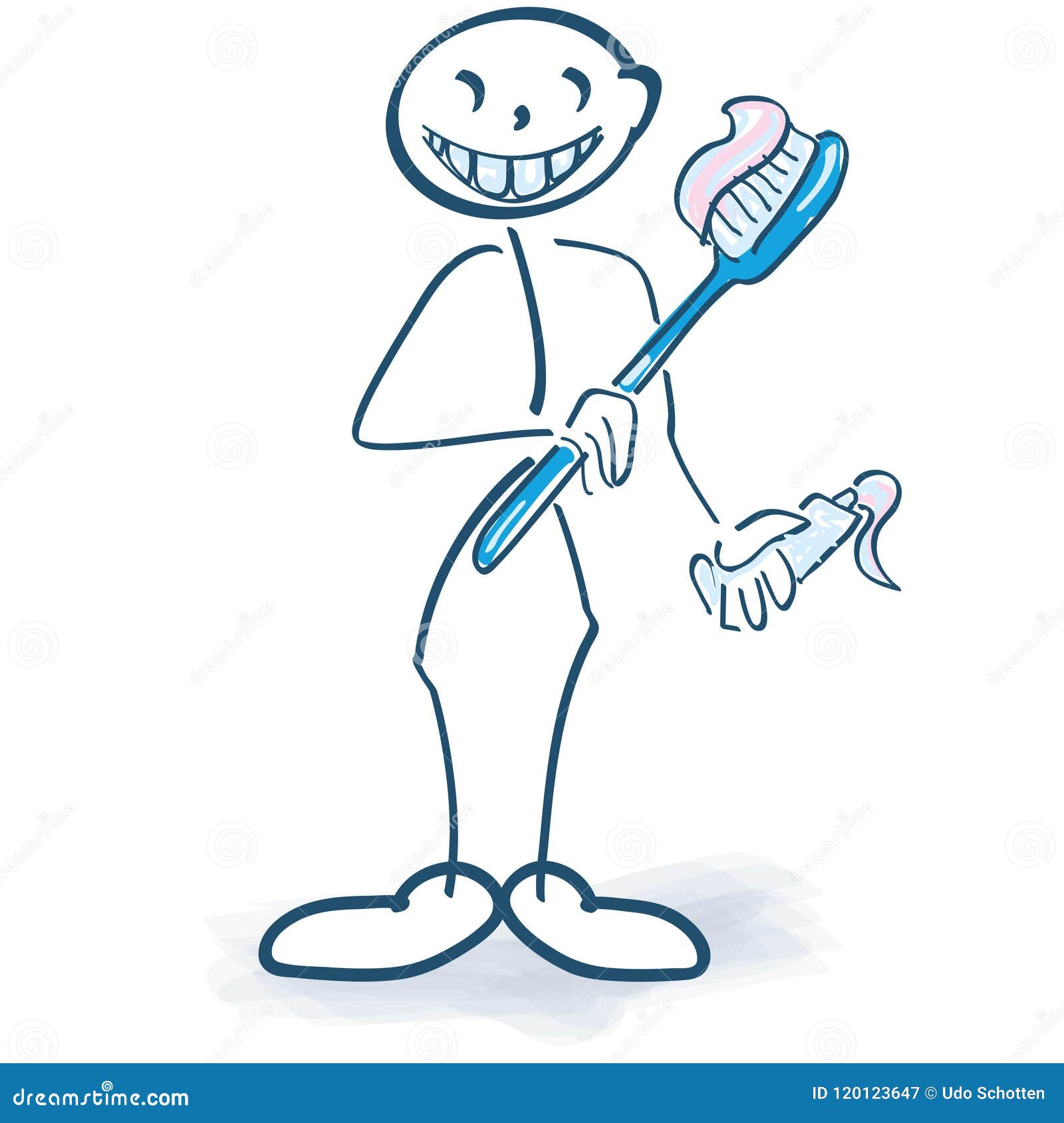 Stick Figure With Toothbrush And Toothpaste Cartoon Vector ...