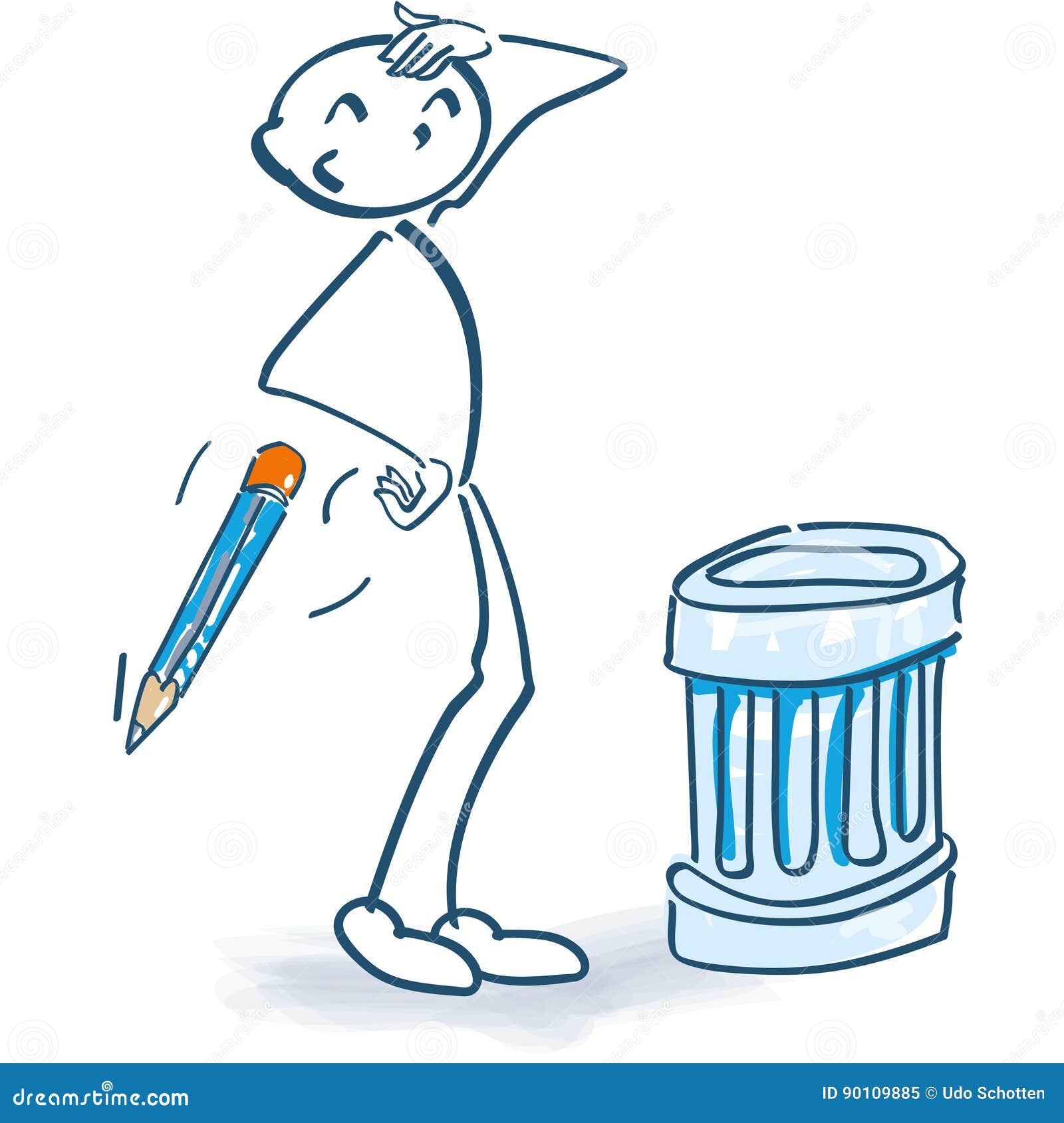 Stick Figure With Trash Can Cartoon Vector | CartoonDealer.com #90109885