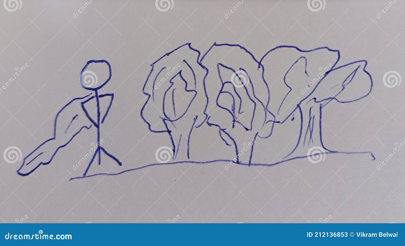 Stick Figure with Trees stock image. Image of white - 212136853