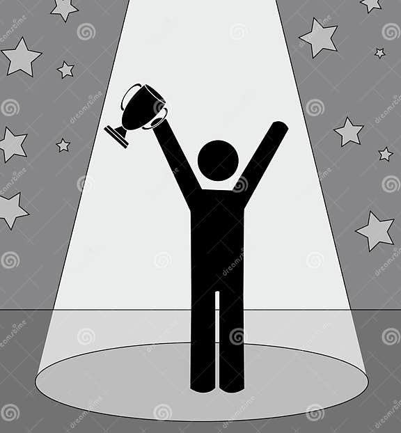 Stick figure with trophy stock vector. Illustration of stick - 5246691