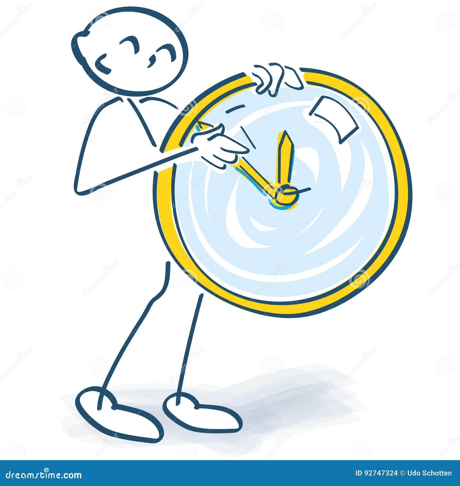 Stick figure turns a clock stock vector. Illustration of measuring ...