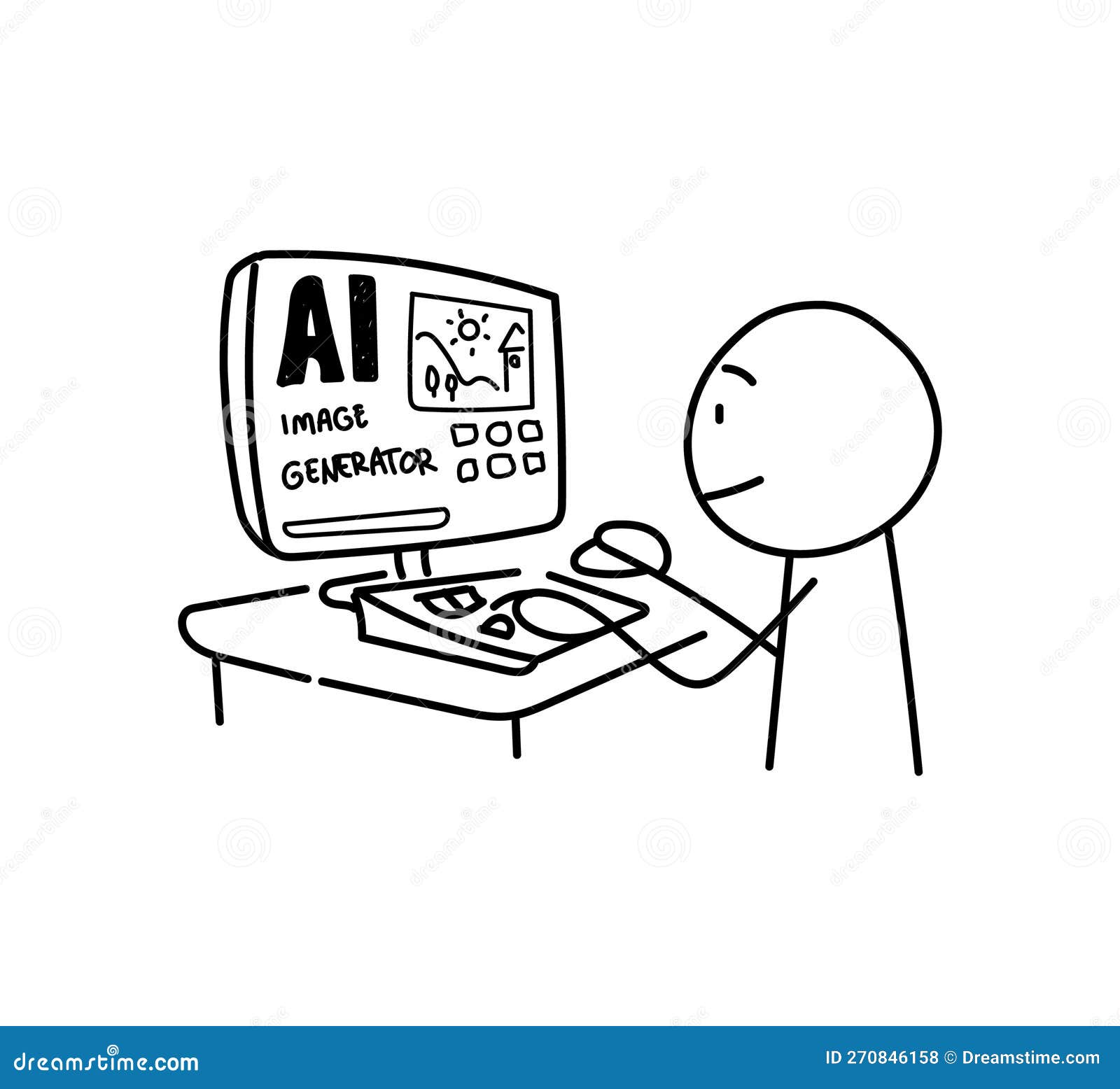 Stick Figure Using Artificial Intelligence Image Generator Vector ...