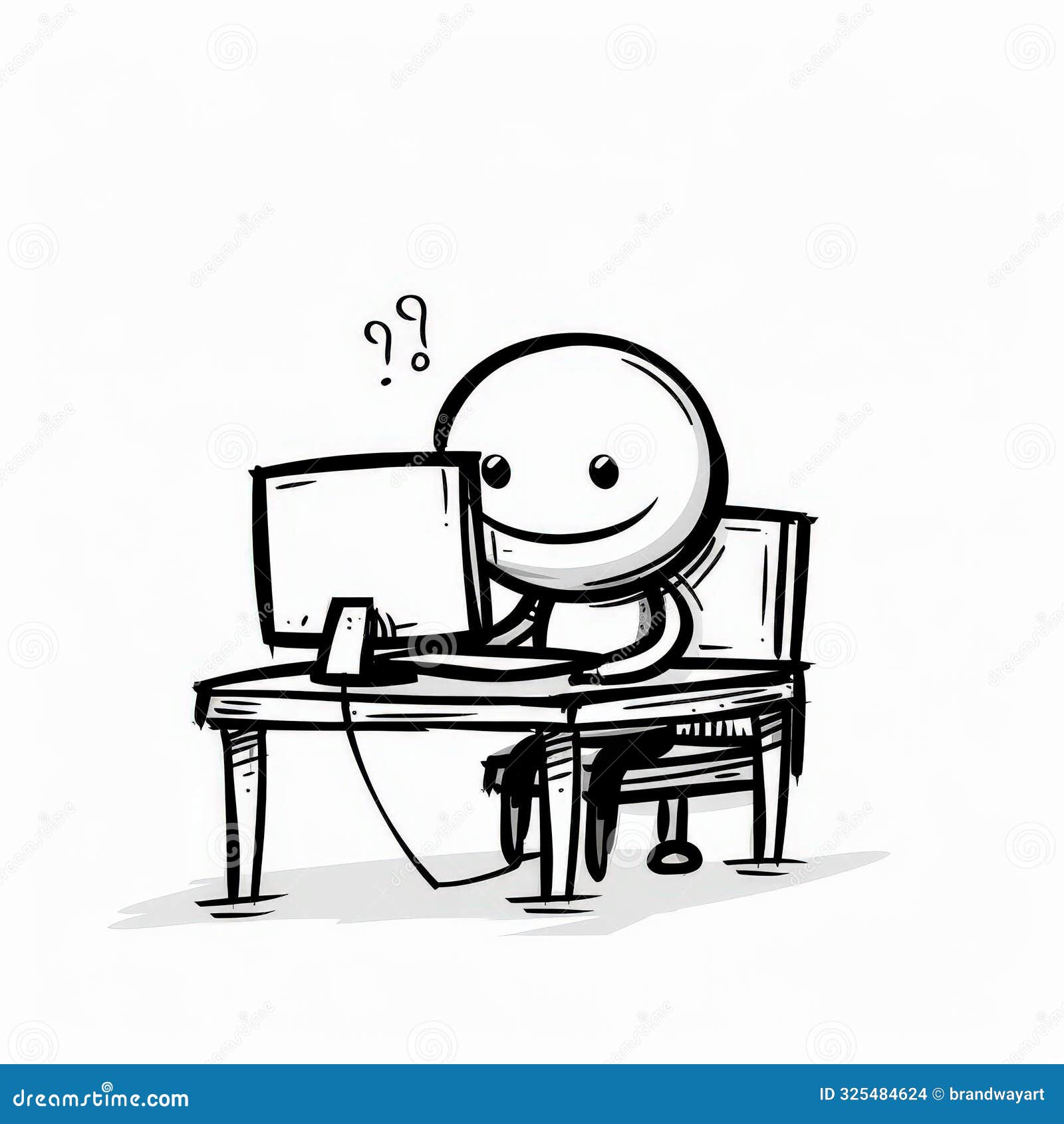 Stick Figure Using Computer Stock Illustration - Illustration of screen ...