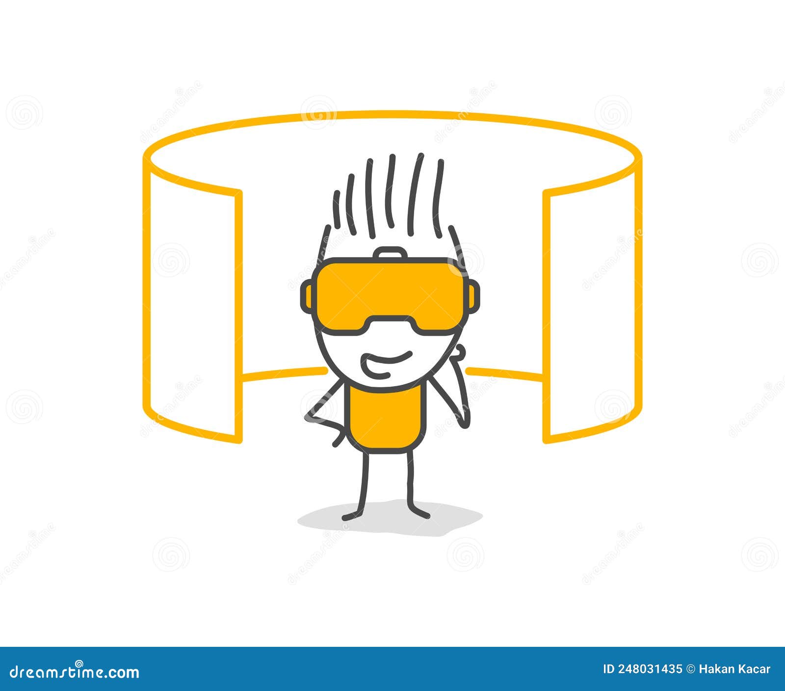 Stick Figure Using Virtual Reality Headset Stock Vector - Illustration ...