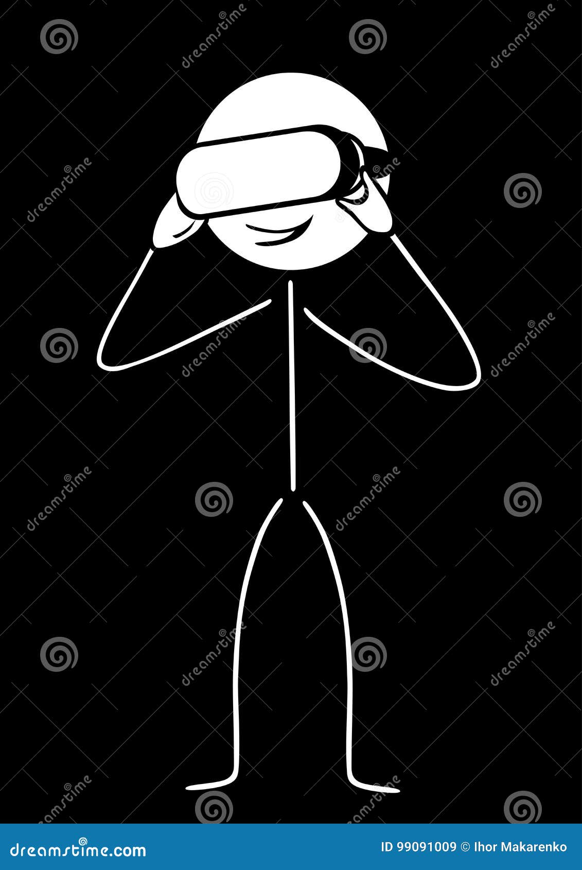 Stick Figure with Virtual Reality Stock Illustration - Illustration of ...
