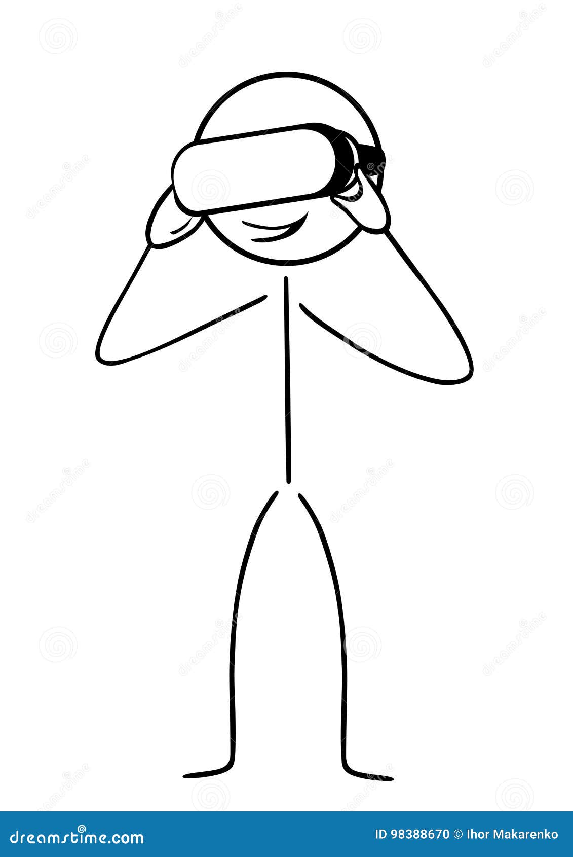Stick Figure with Virtual Reality Stock Illustration - Illustration of ...
