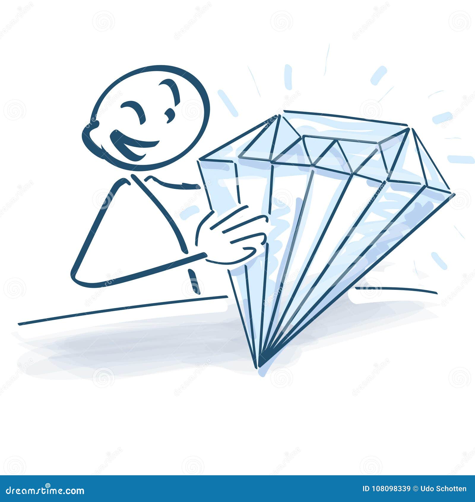Stick figure with diamond stock vector. Illustration of drawing - 108098339