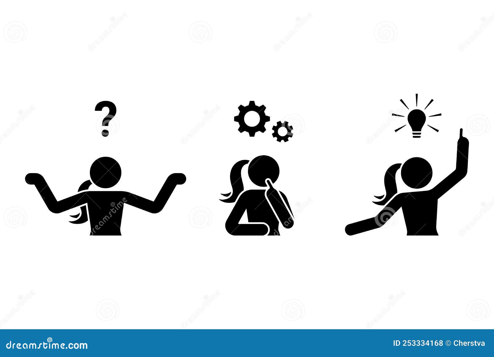 Stick Figure Woman Problem Solution Reasoning Vector Illustration ...