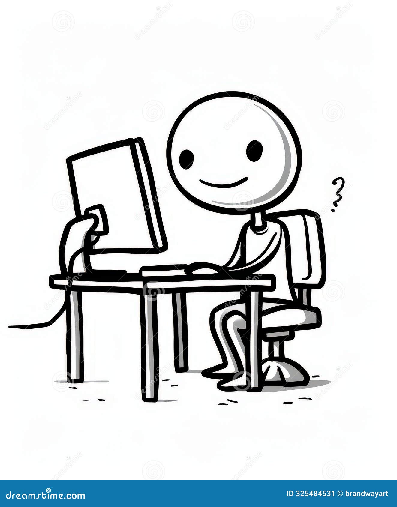 Stick Figure Working at Computer Stock Illustration - Illustration of ...