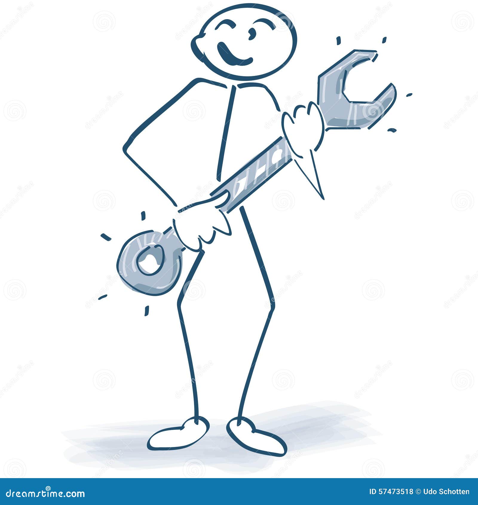 Stick figure with a wrench stock vector. Illustration of concept - 57473518