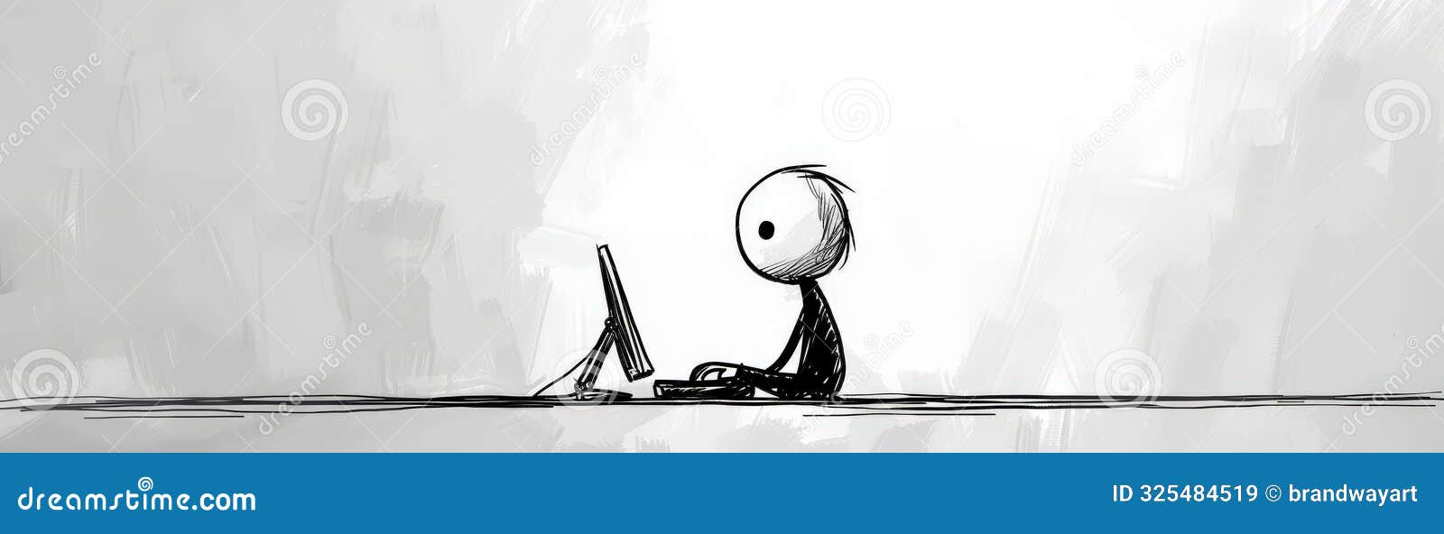 Stick Figure Writing on Computer Stock Illustration - Illustration of ...