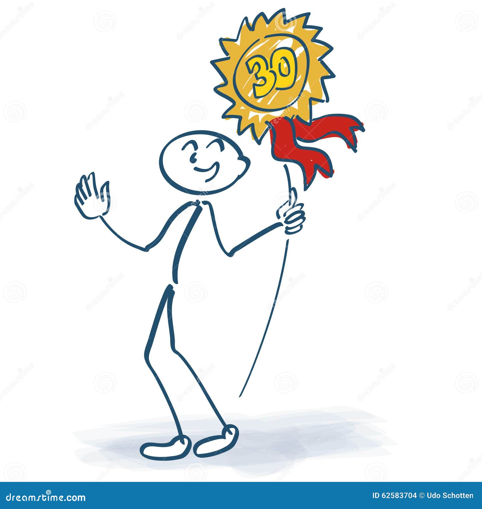 Stick Figure With A 30 Years Anniversary Vector Illustration ...