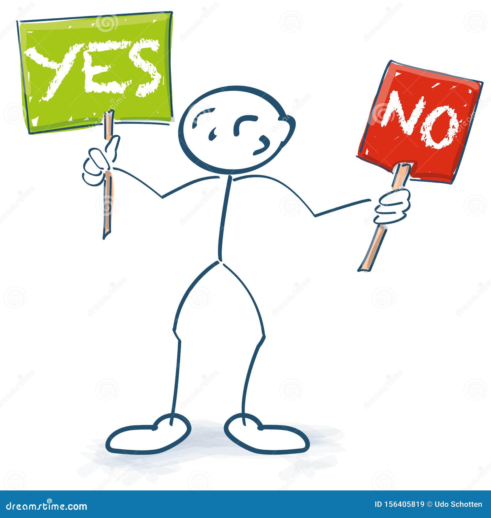 Stick-Figuren Mit Den Zeichen Ja Und Nein Vektor Abbildung ...