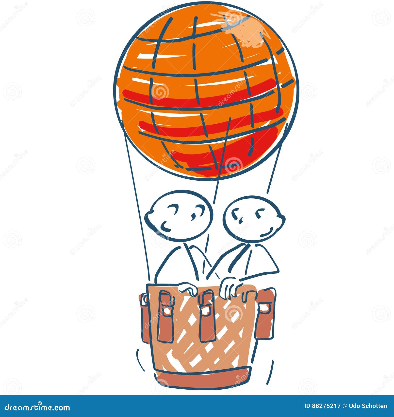 Stick Figures in Air Balloon in the Sky Stock Vector - Illustration of ...