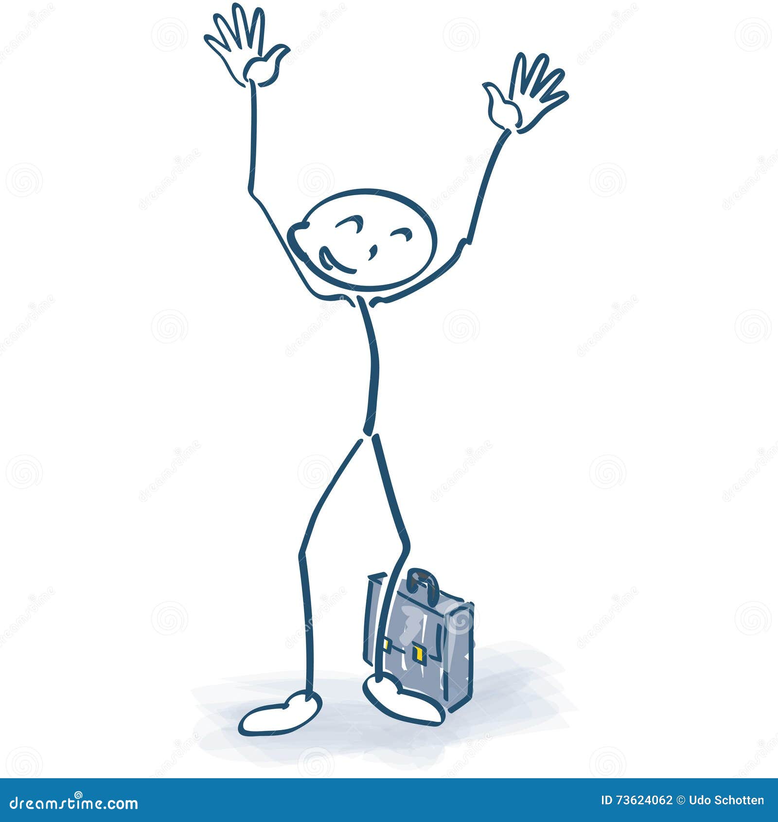 Stick Figures With Briefcase And Having His Arms In The Air Vector ...