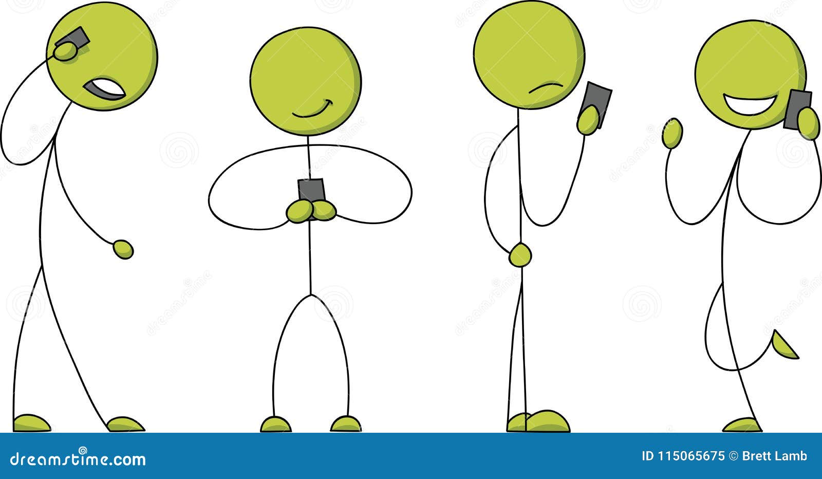 Stick Figures Communicating with Smartphones Stock Vector ...