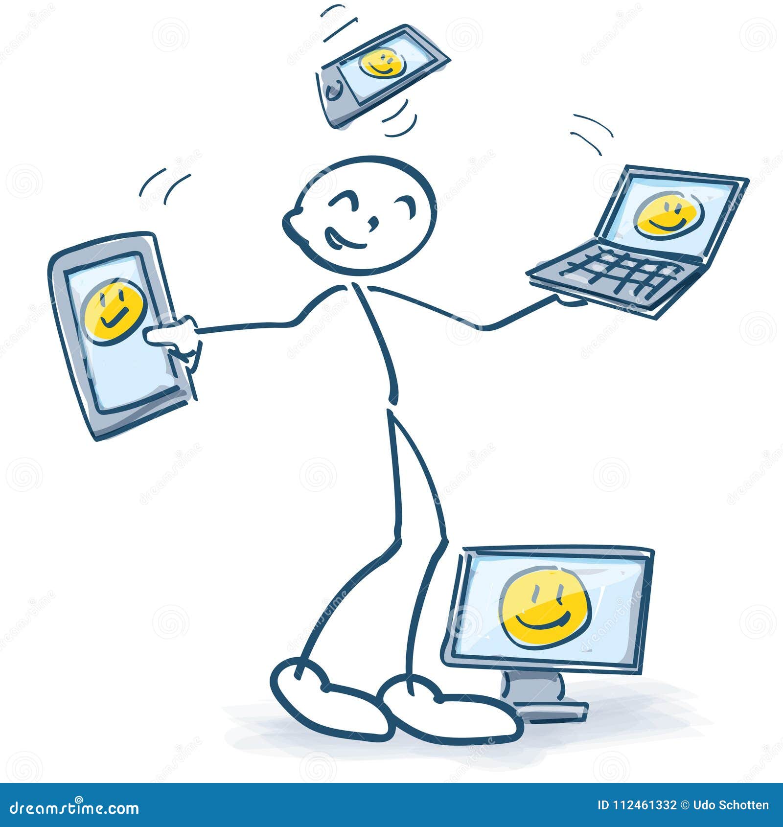 Stick Figures With Computers With Different Screen Sizes Vector ...