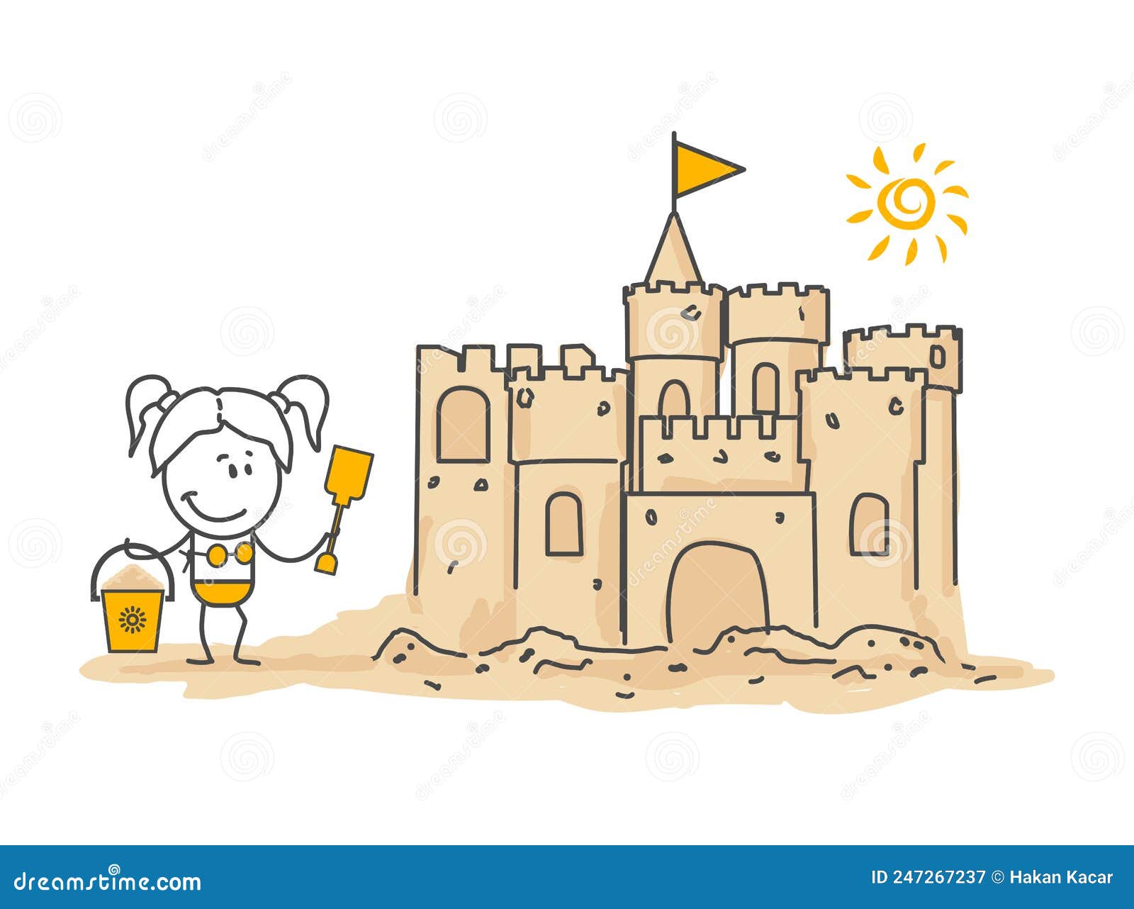 Stick Figures. Hello Summer Stock Vector - Illustration of figure ...