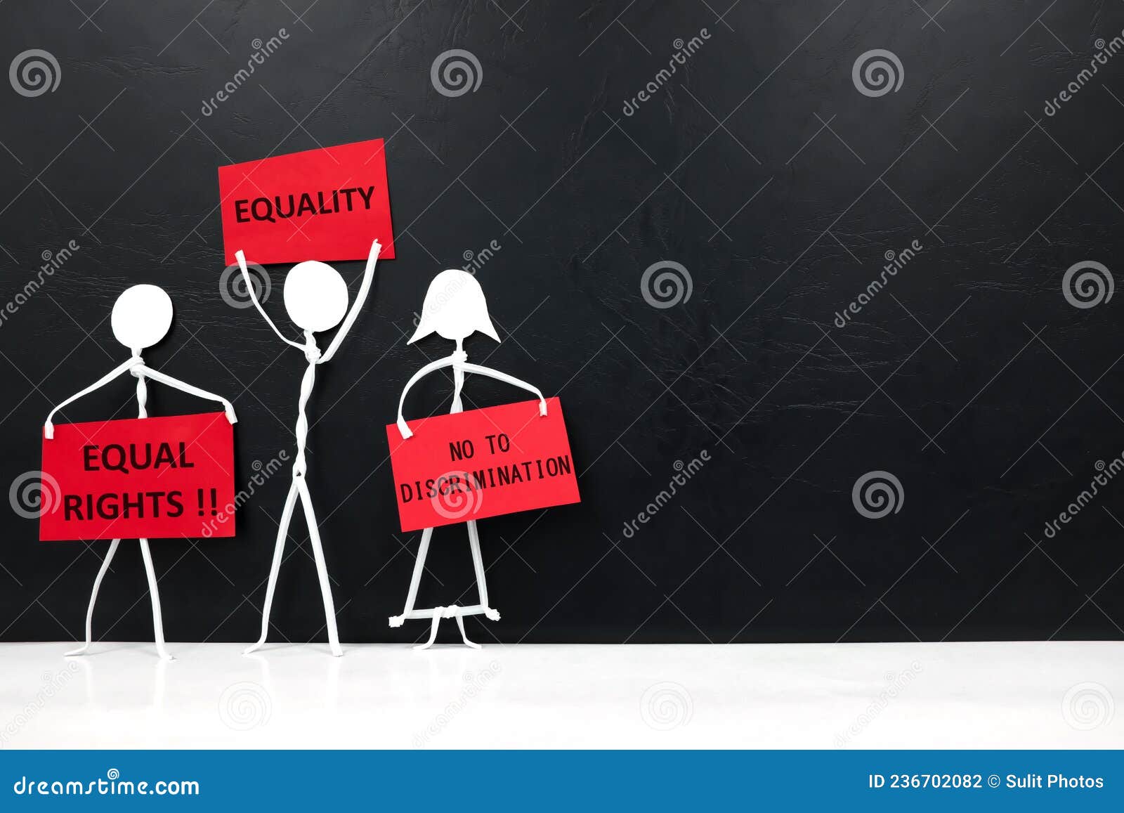 Stick Figures Holding Equality Placard, Signage. Equality Protest ...