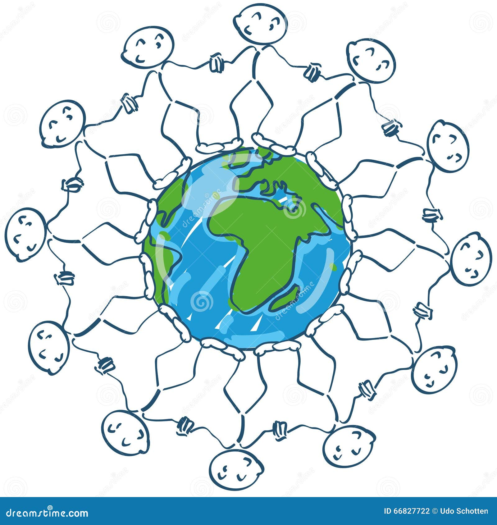 Stick Figures Hugging the Global World Stock Vector - Illustration of ...