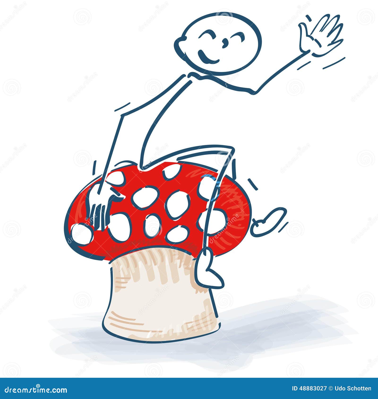 Stick Figures with Lucky Mushroom Stock Vector - Illustration of ...