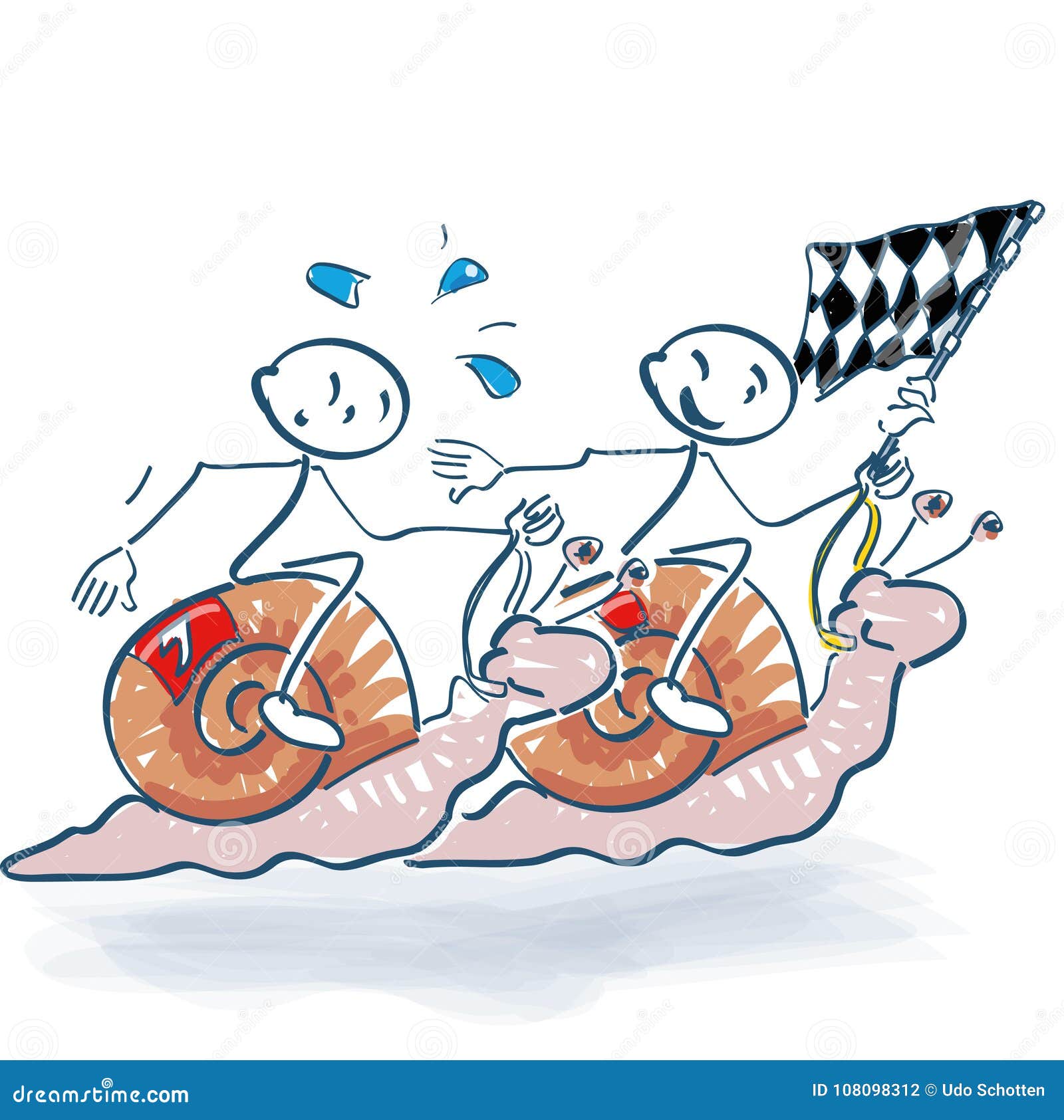 Stick Figures are Making a Snail Race Stock Vector - Illustration of ...