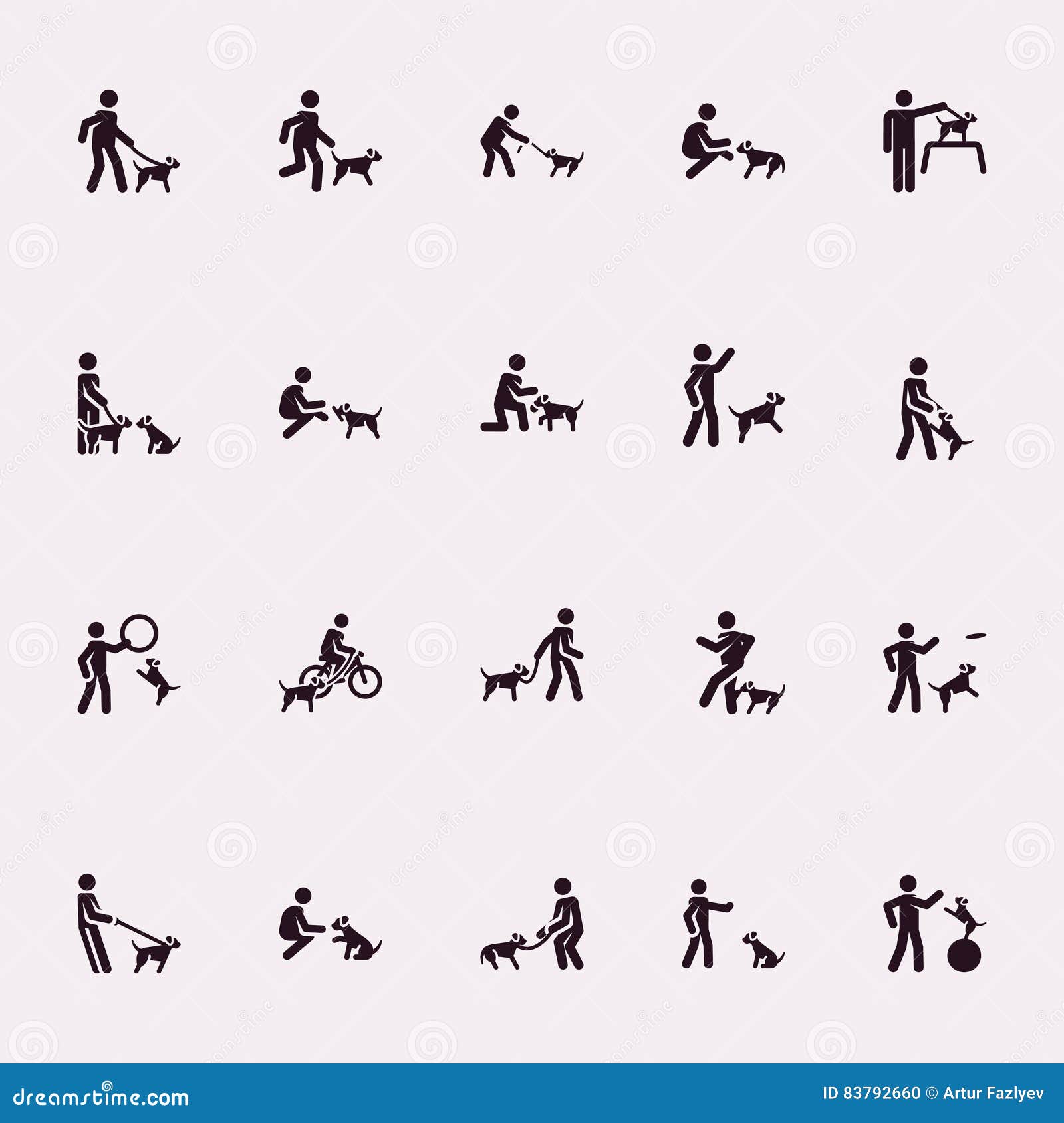 Stick Figures. Man with Dog Stock Vector - Illustration of frisbee ...