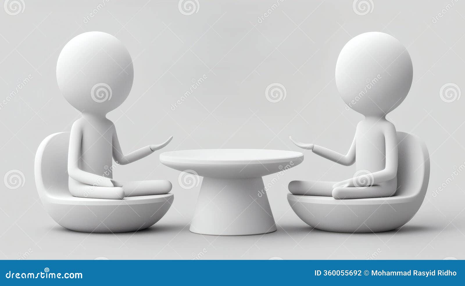 Stick Figures Meeting at Round Table for Discussion or Negotiation ...