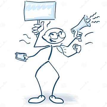Stick Figures with Multiple Hands and Multitasking Stock Vector ...