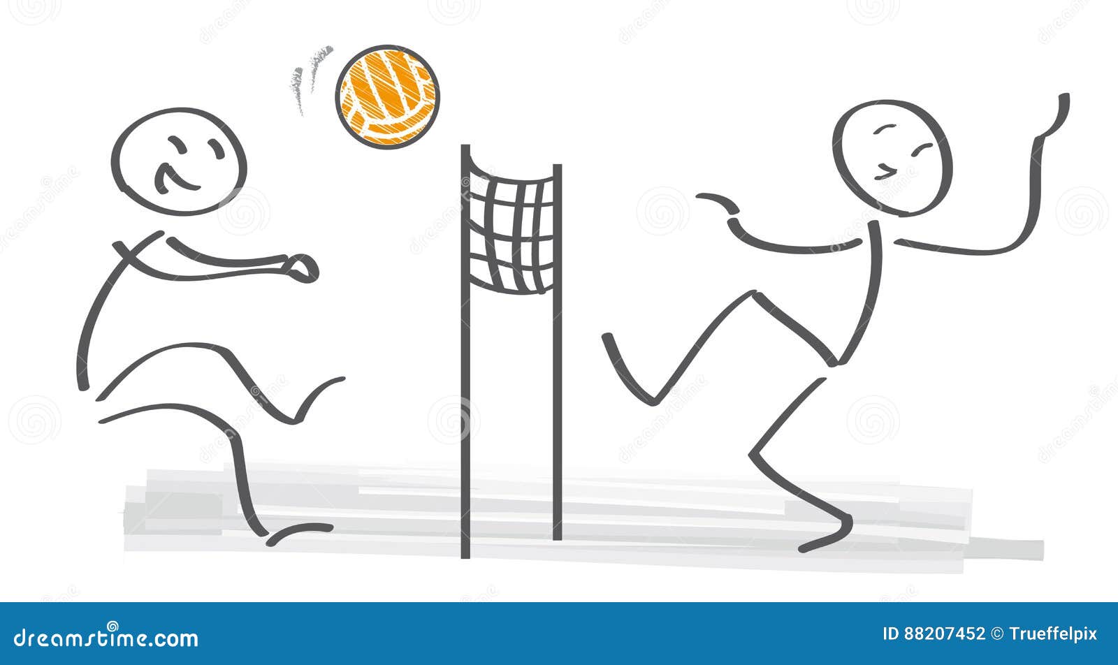 Stick Figures Palying Volleyball on Beach Stock Illustration ...