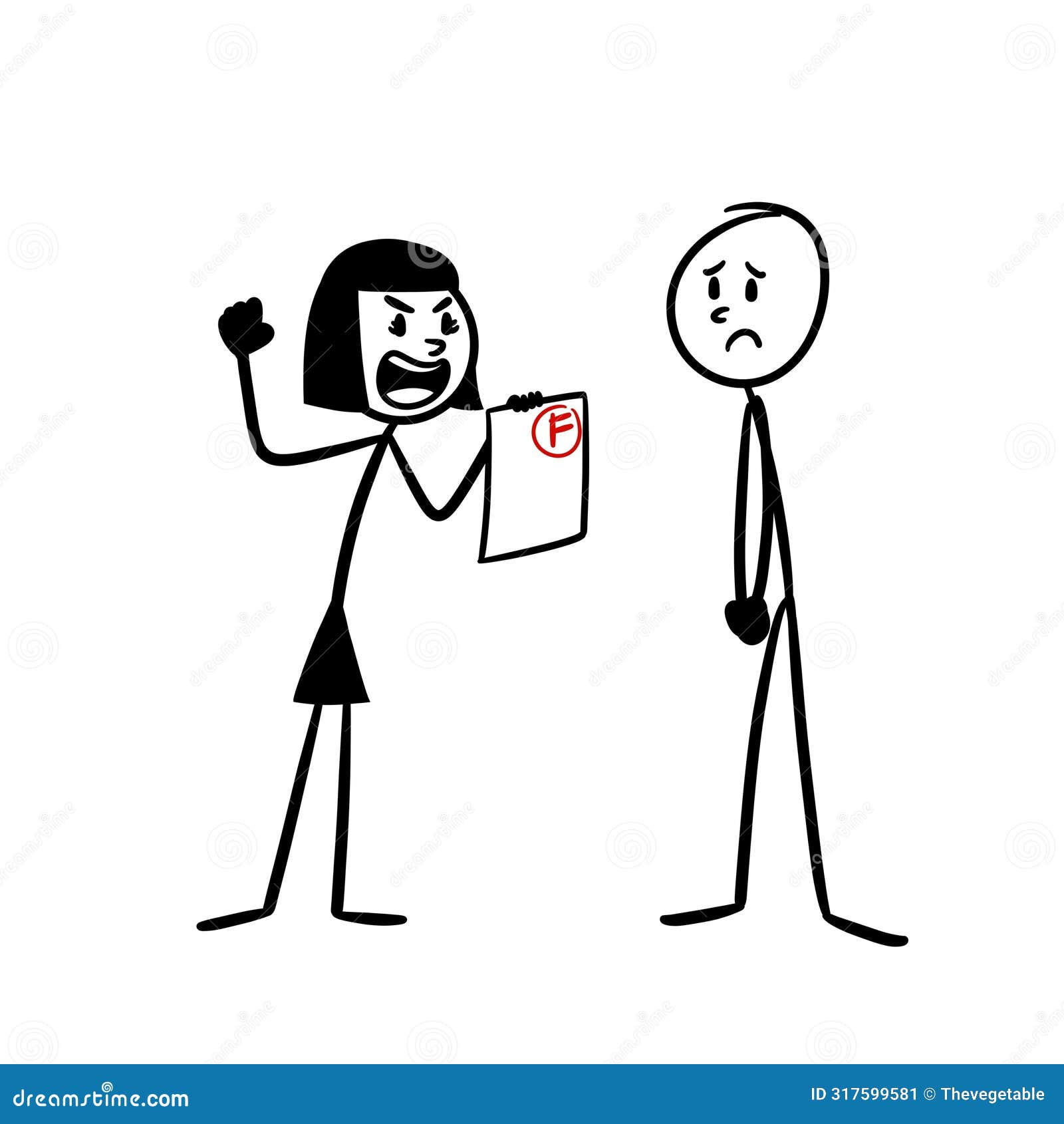 Stick Figures Are Scolded Because Their Grades Are Bad Royalty-Free ...