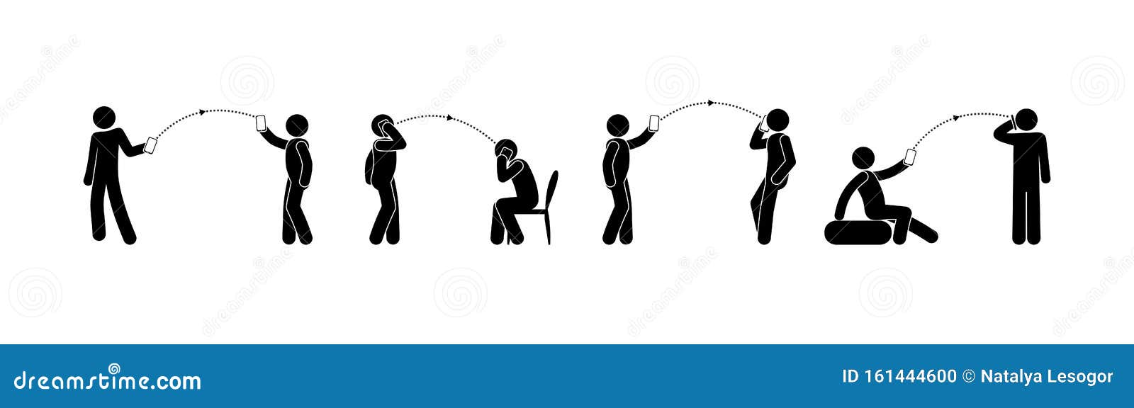 Stick Figures a Set of Human with a Cellphone. Stock Vector ...