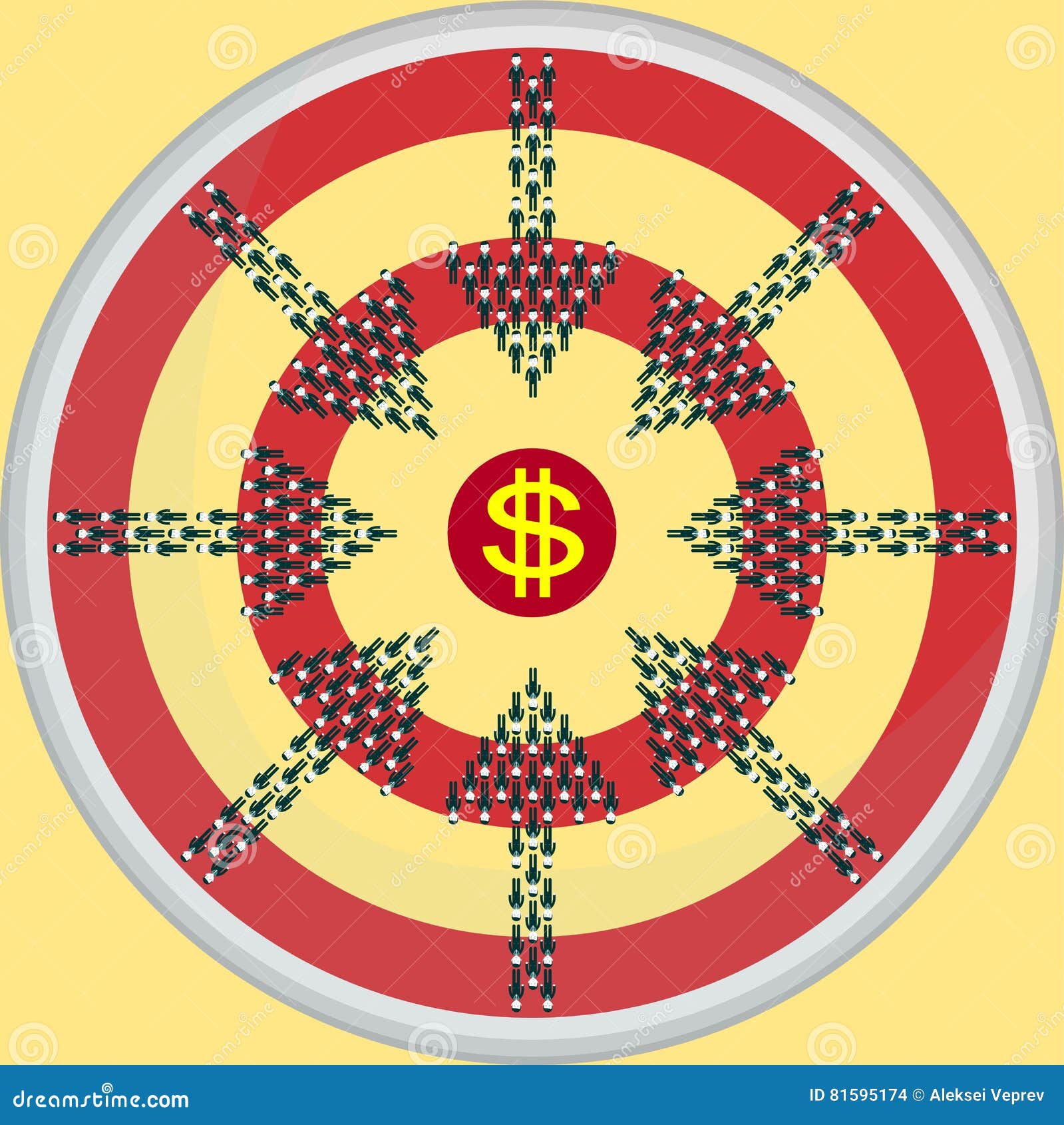 Stick Figures Standing in the Shape of an Arrow Stock Vector ...
