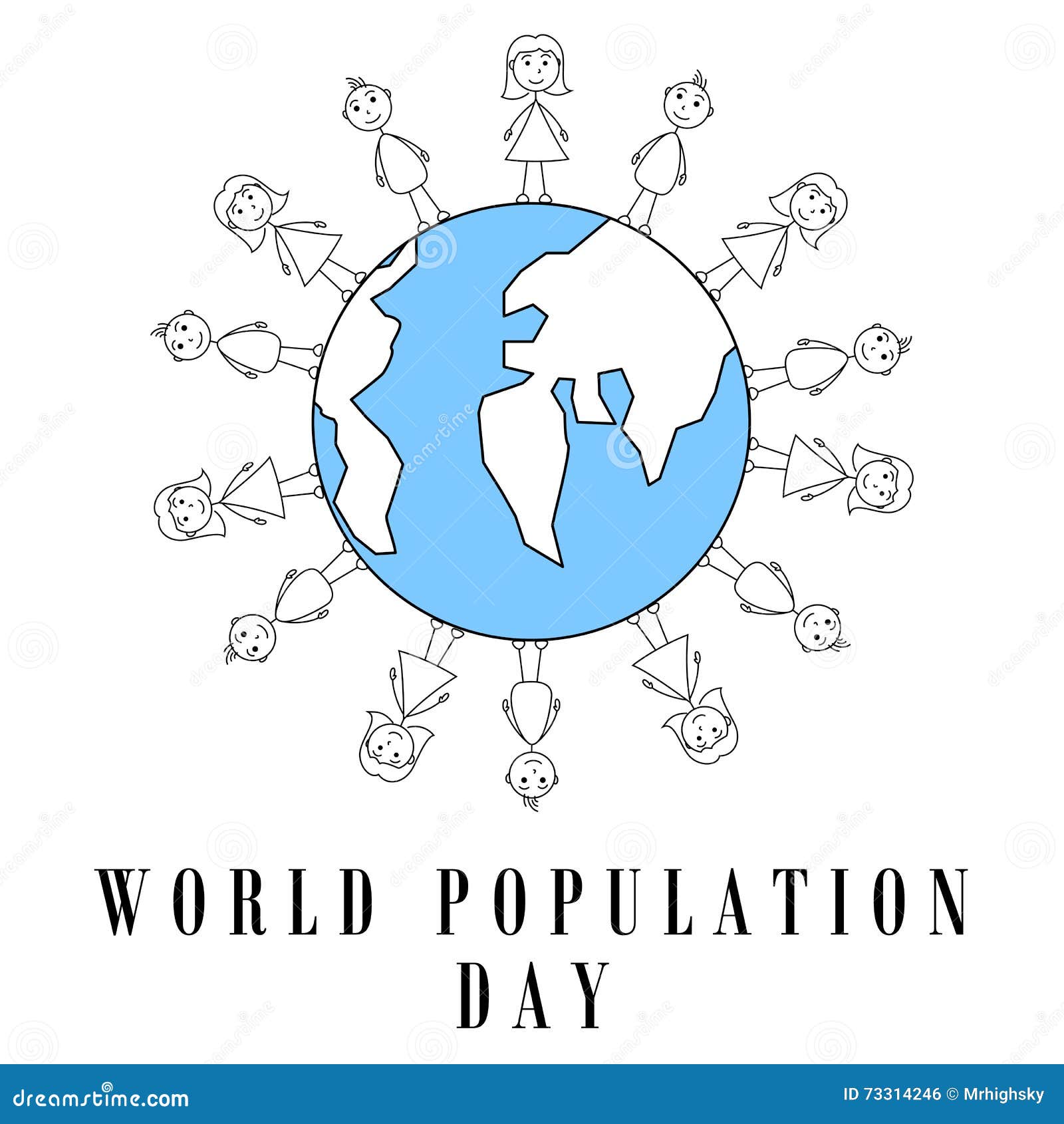 Stick Figures Surrounding Earth Globe Stock Vector - Illustration of ...