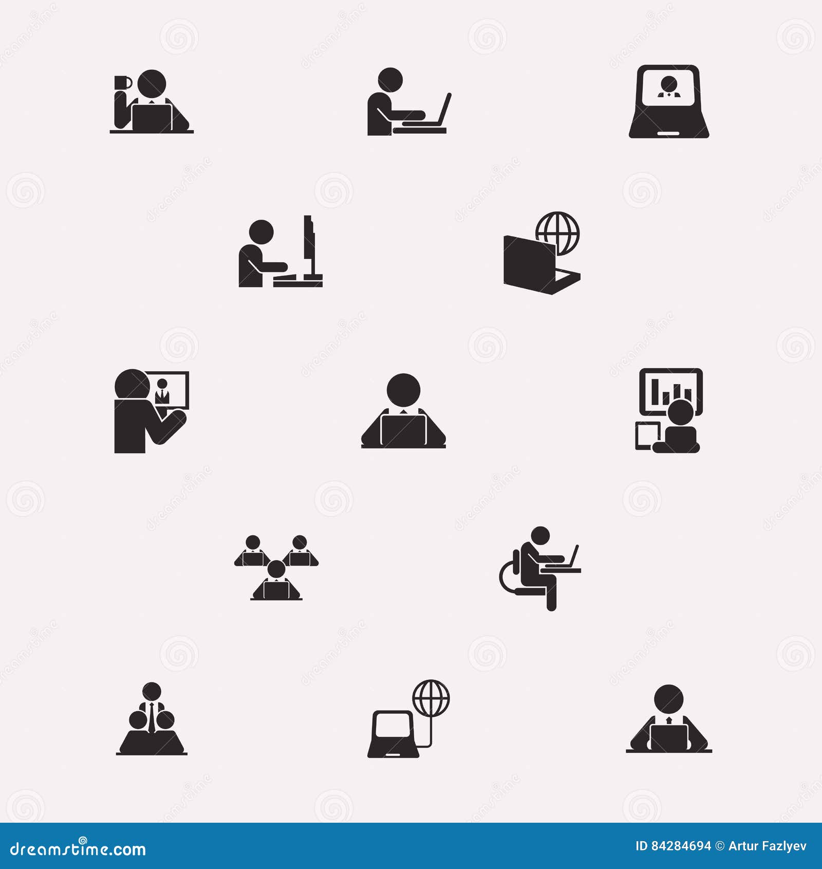 Stick Figures Work on the Computer Stock Vector - Illustration of dirty ...